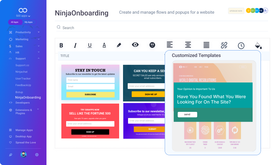 Customized Templates | NinjaOnboarding by 500apps
